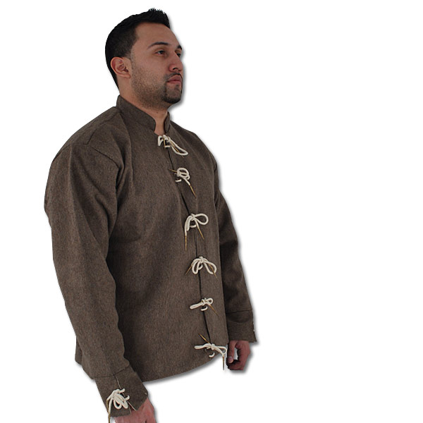 15th C Doublet, Wool/Linen, Natural Brown
